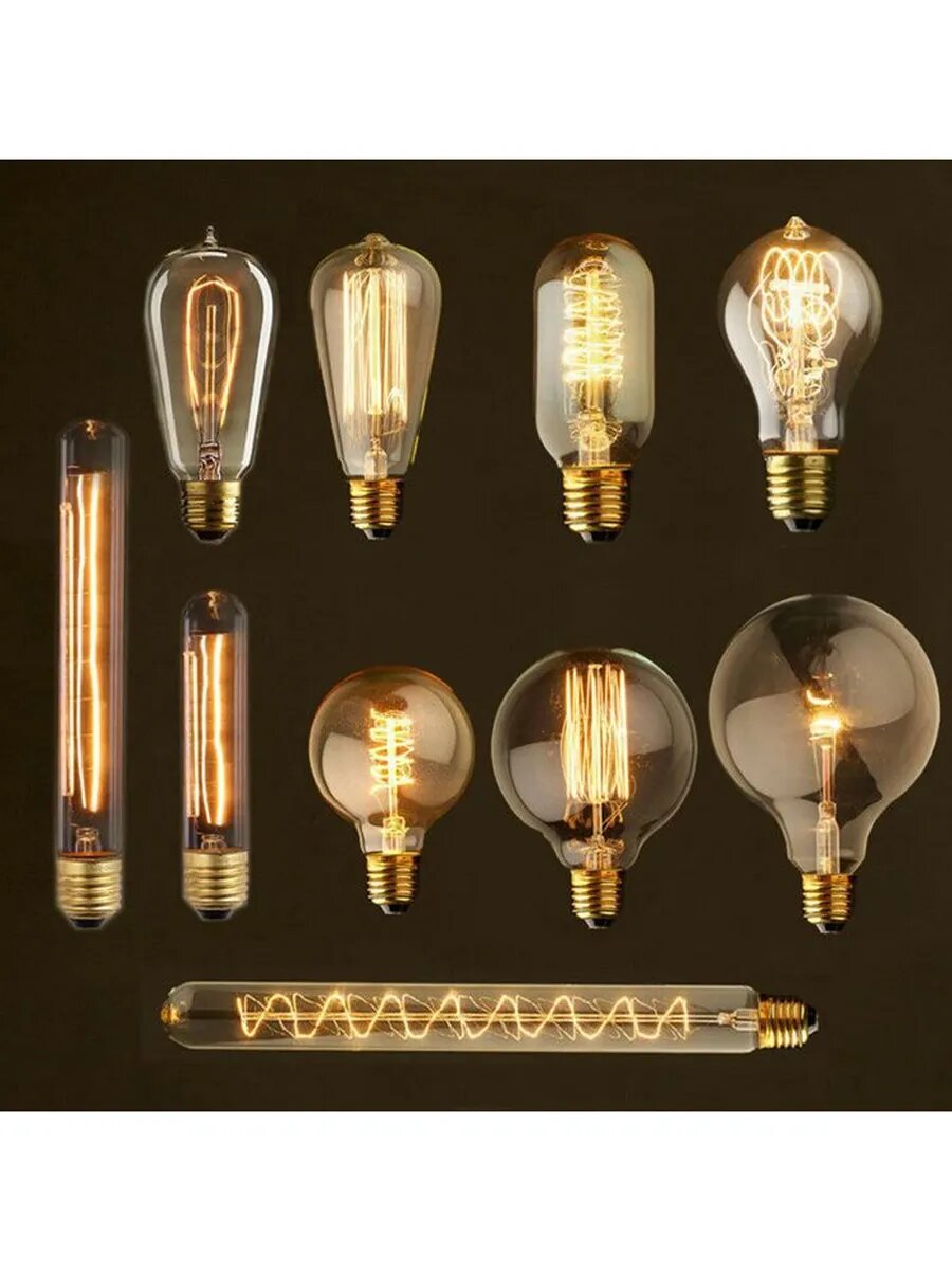 Лампа Эдисона T45 Спираль, Теплый Белый, 40Вт, E27