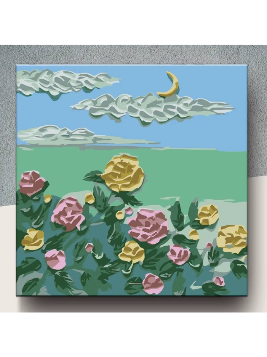 Картина маслом DIY - Морская роза, 20x20см, комплект