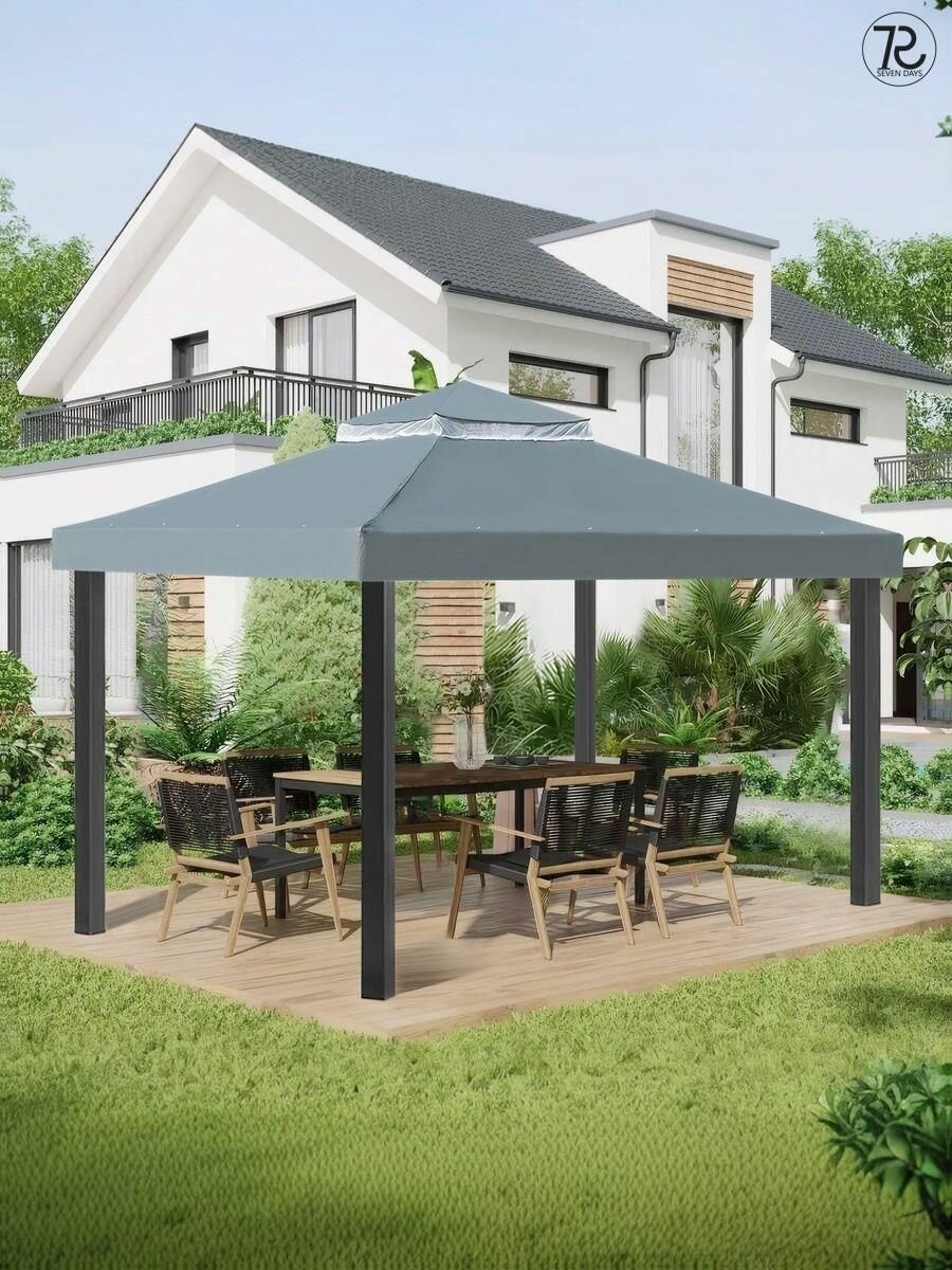 Тент, Замена навеса 3*3 м Верхняя двухъярусная крышка беседки для двора, патио и сада, прочная замена навеса от солнца