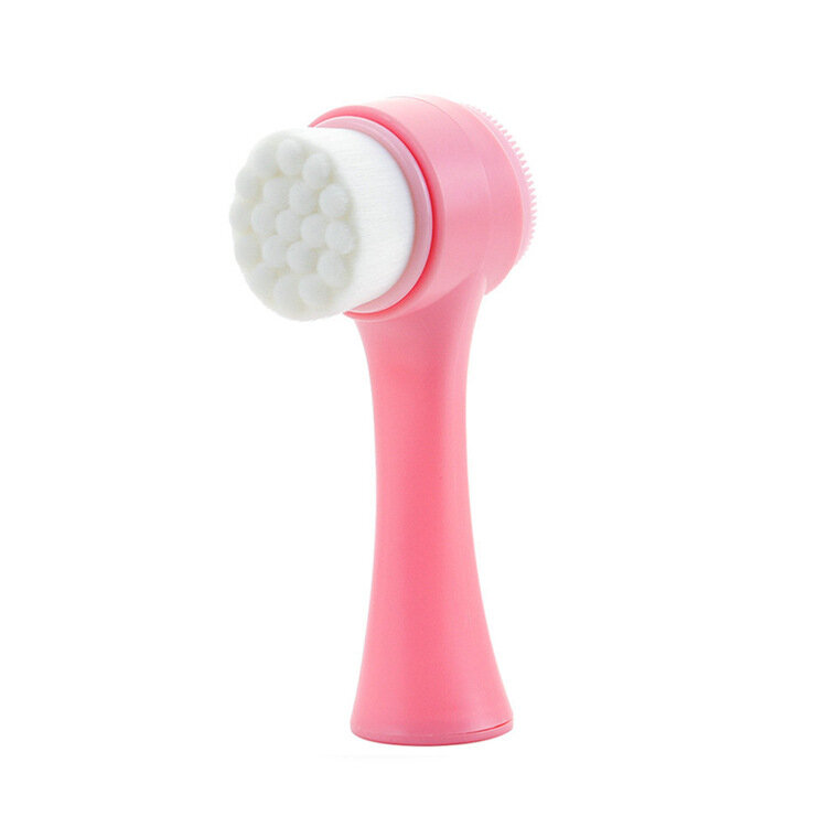 Силиконовая щетка для умывания лица с мягкими щетинками, двусторонняя очищающая щетка, ручная щетка для очищения лица, удалитель черных точек, волшебная очищающая щетка
