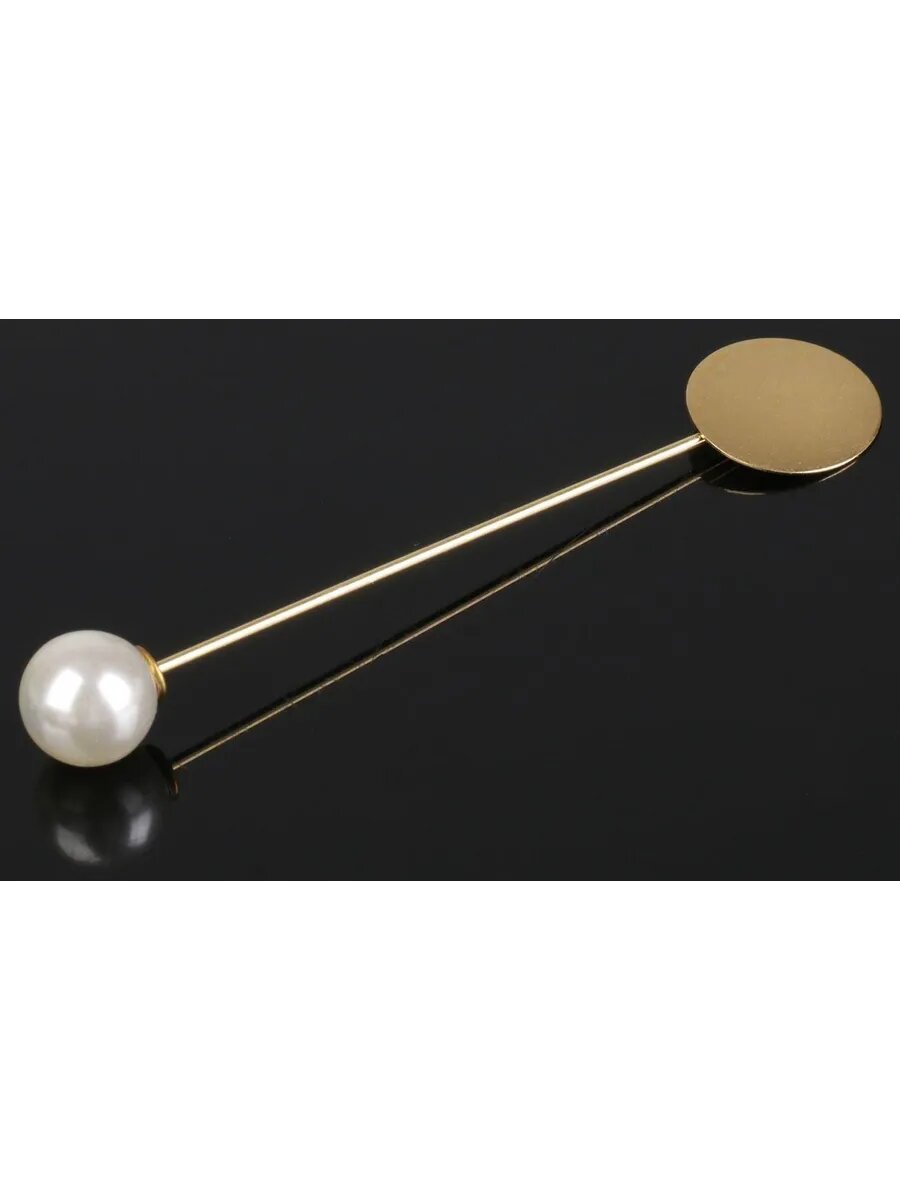 Основа "Брошь-игла" с бусиной d 1 см (набор 5шт)