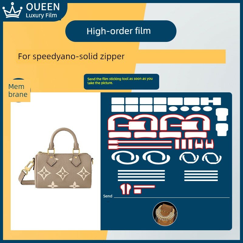 Защитная пленка для сумки LV Speedy Nano Титановая кристаллическая пленка Стиль бутылки с молнией Высококлассный полный
