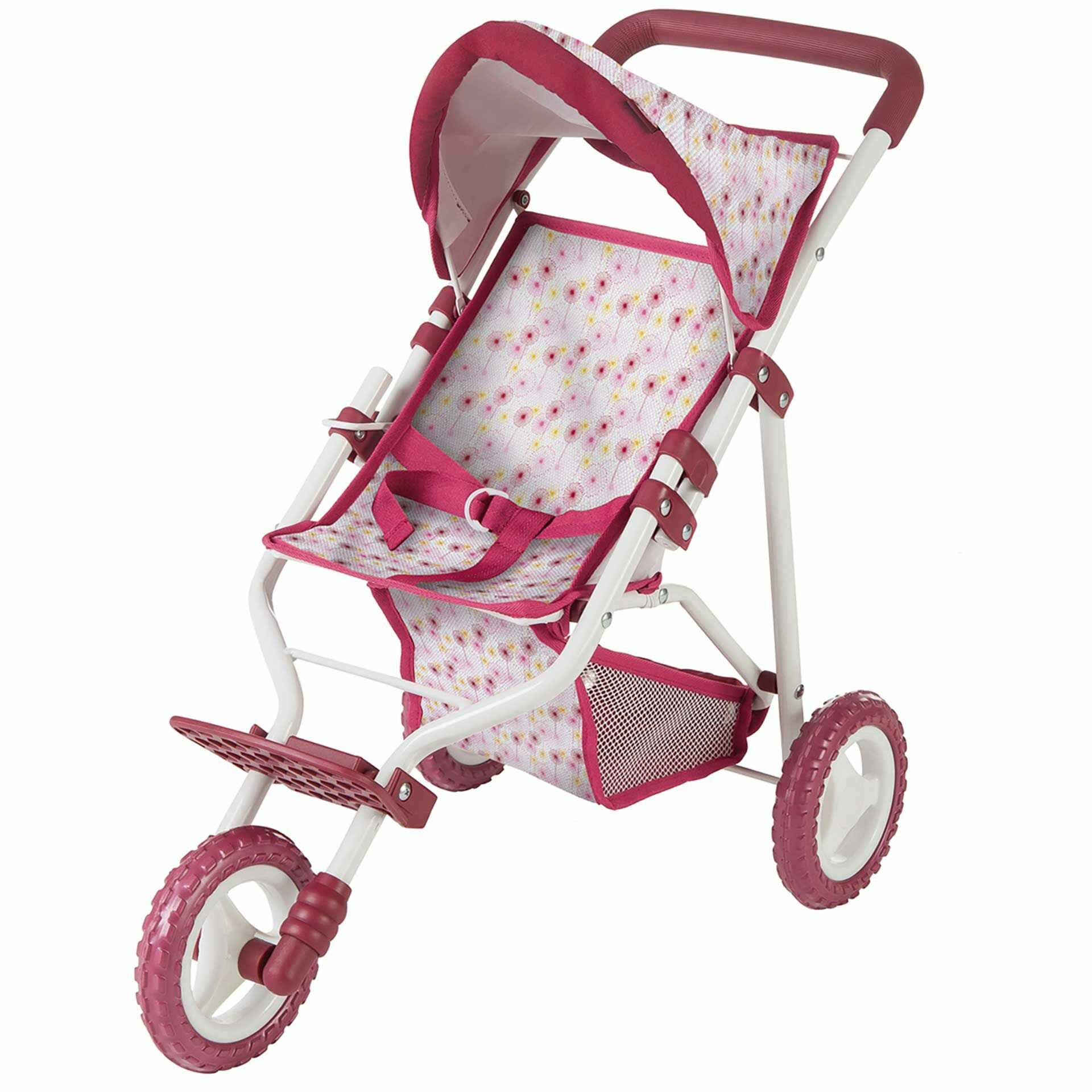 Транспорт для куклы Gotz - Трехколесная кукольная коляска, розово-белая, 61 x 33 x 54 см - 3402380
