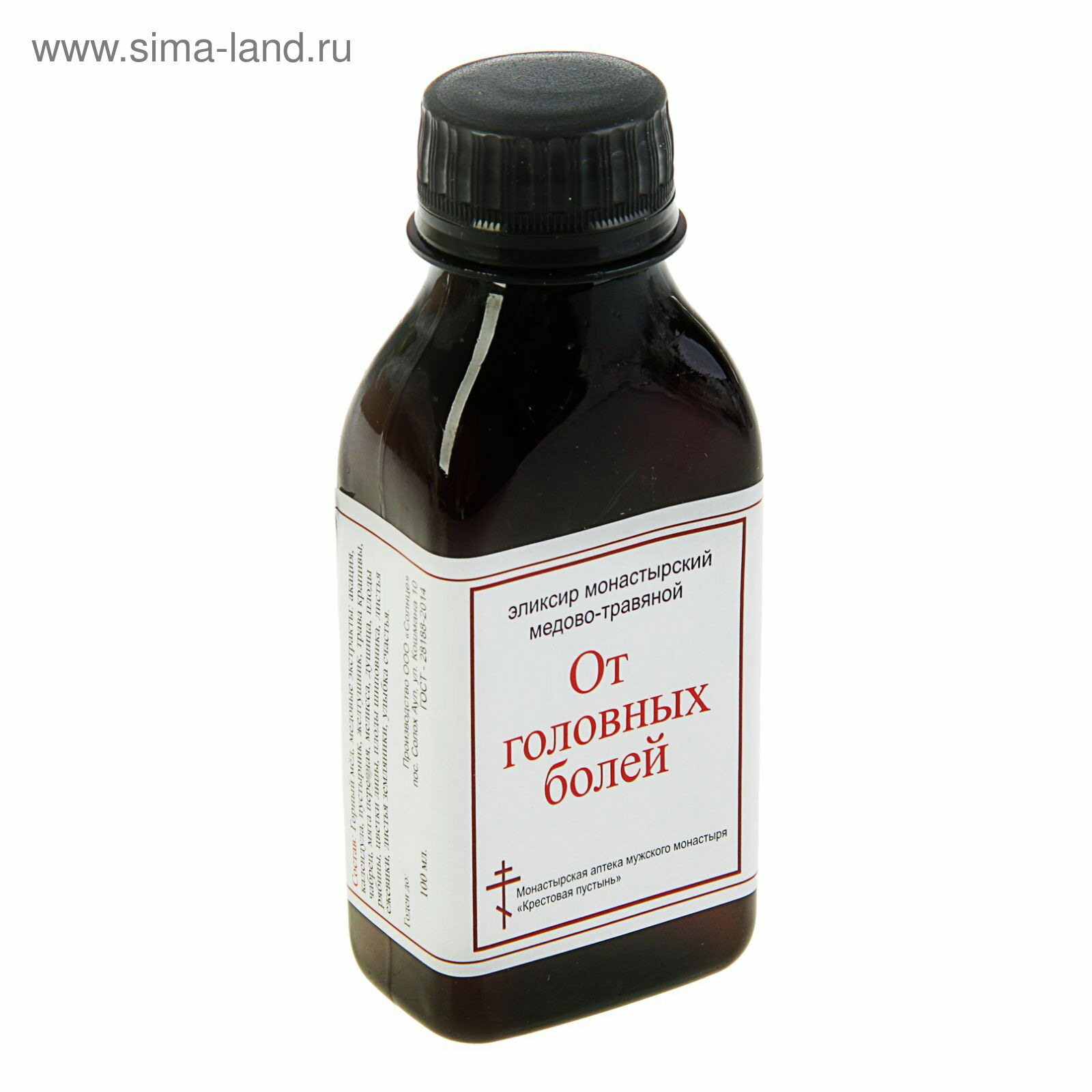 Эликсир монастырский "От головных болей" 100 мл, компоненты: крапива