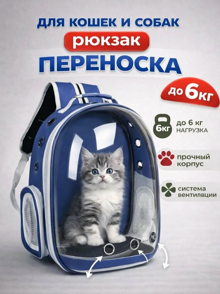Рюкзак-переноска для животных синий