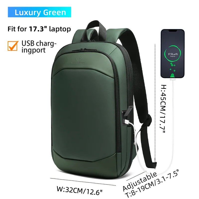 Luxury Green рюкзак для ноутбука 17.3" с USB