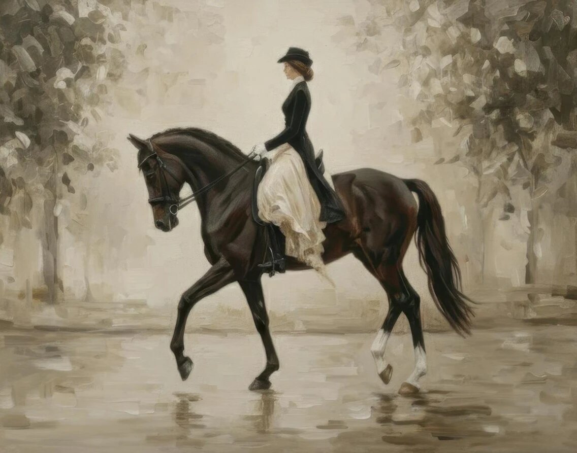 Печать на холсте «Дама с лошадью», 20x30см, цвет 5