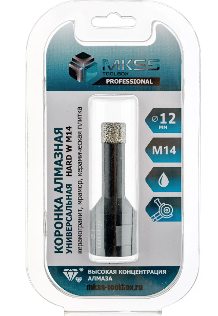 Коронка алмазная универсальная HARD 12 мм для УШМ M14 (сухое сверление) MKSS