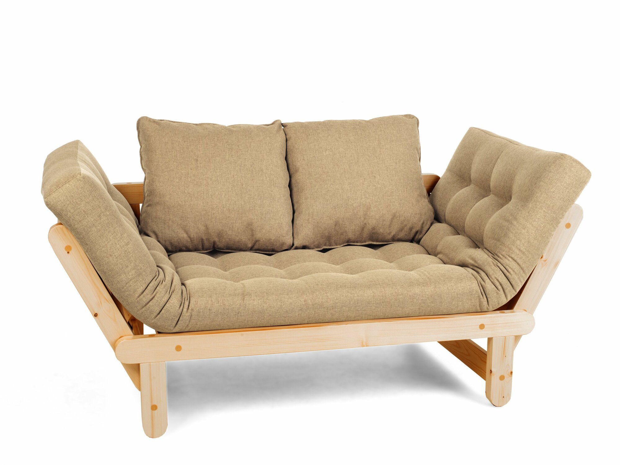Диван кушетка Arsko Сламбер Box Бежевый-Сосна, рогожка, массив дерева, на дачу, на веранду, в террасу, скандинавский лофт