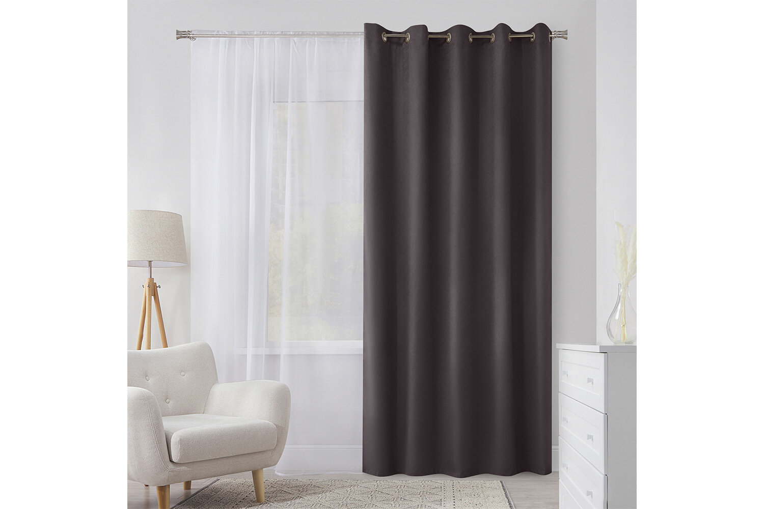 Штора MICASA Agnese, 180х260 см, 1 шт, цвет серый