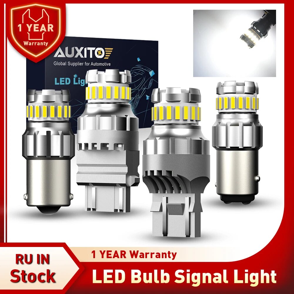 Светодиодная лампа AUXITO 2X P21W 1156 BA15S BAY15D W21/5W T20 7443 Canbus без ошибок 3157 P21/5W T15 T25 6500K, белый автомобильный фсветильник заднего хода DRL T15
