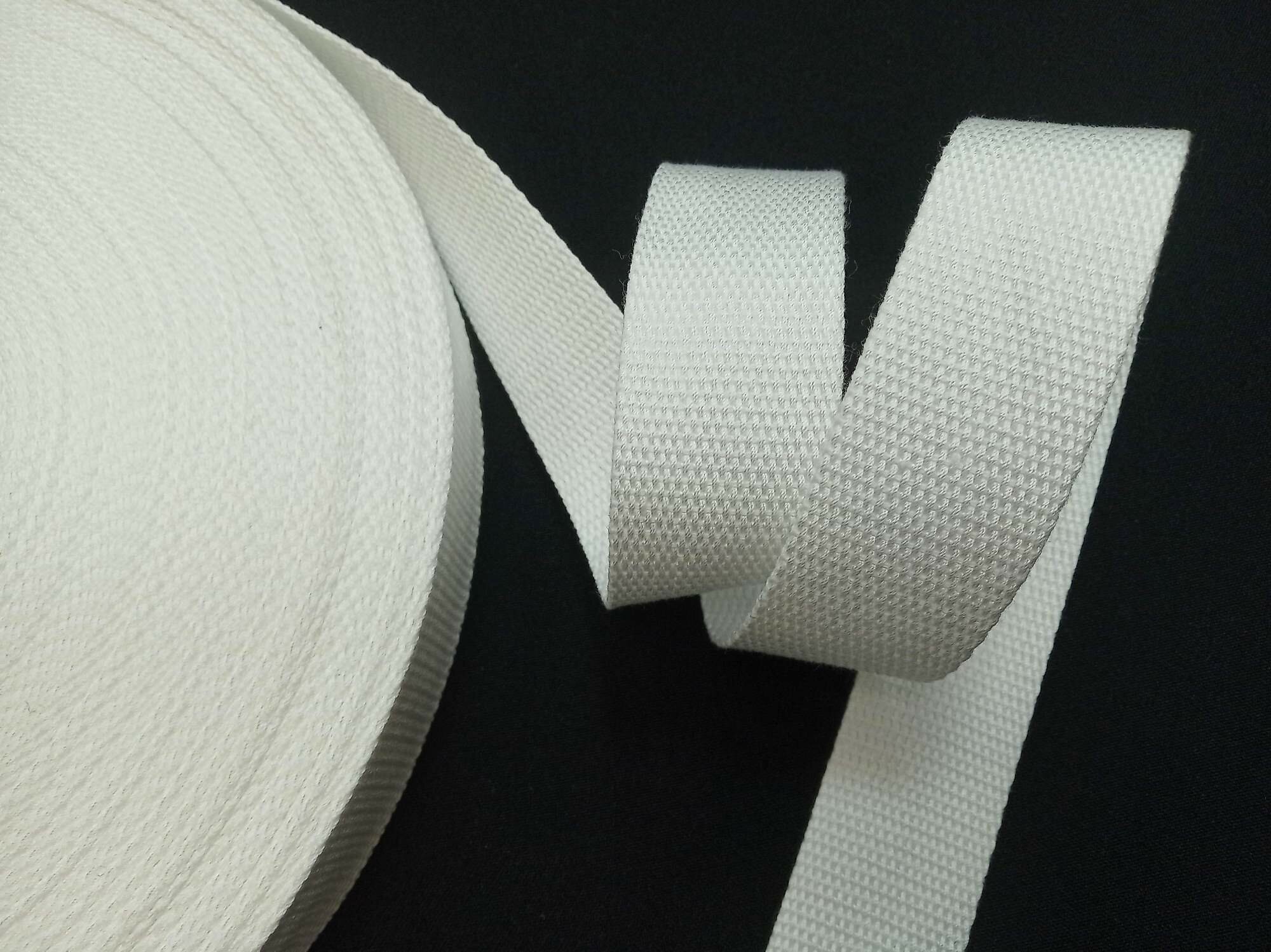 Стропа-лента ременная 32 мм, хлопок искусственный толщ. 1,4 мм, 5 метров, белая