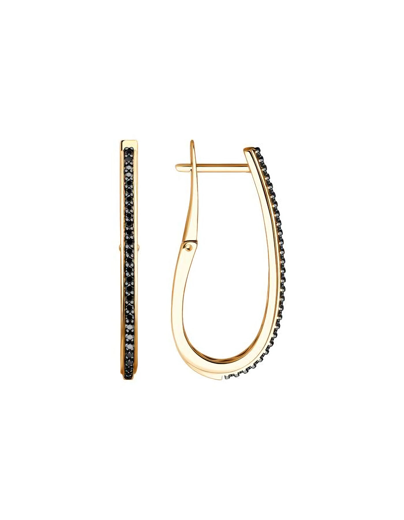 Серьги, серебро, 925 проба, золочение, фианит