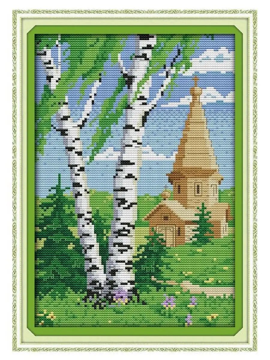 Набор для творчества, вышивка крестиком "Пейзаж. Березы" (размер 26 см *40 см)