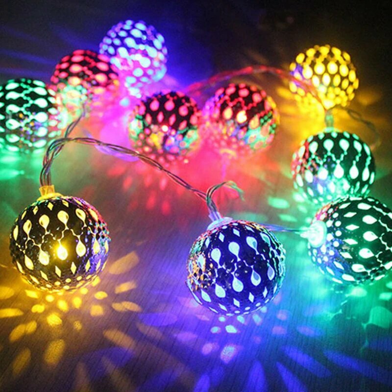 Светодиодная гирлянда шаров FHDSKJYXGS 3/5/10 м RGB Silver Ball, USB-3M 20LEDs
