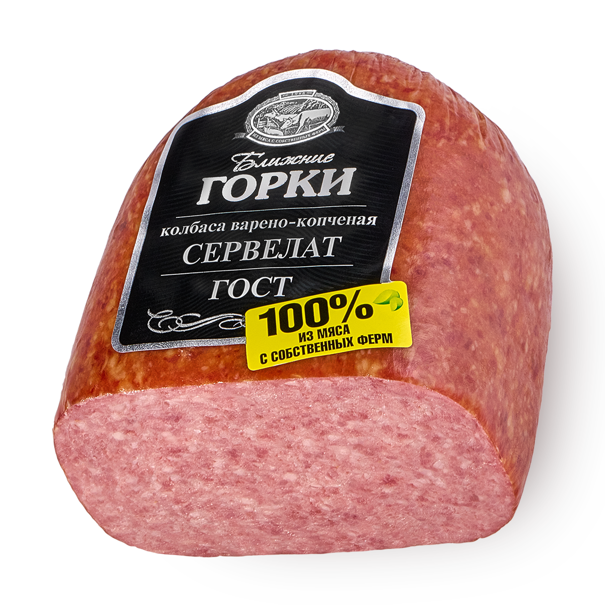 Колбаса Ближние Горки Сервелат, варёно-копчёная, в вакуумной упаковке, 500 г