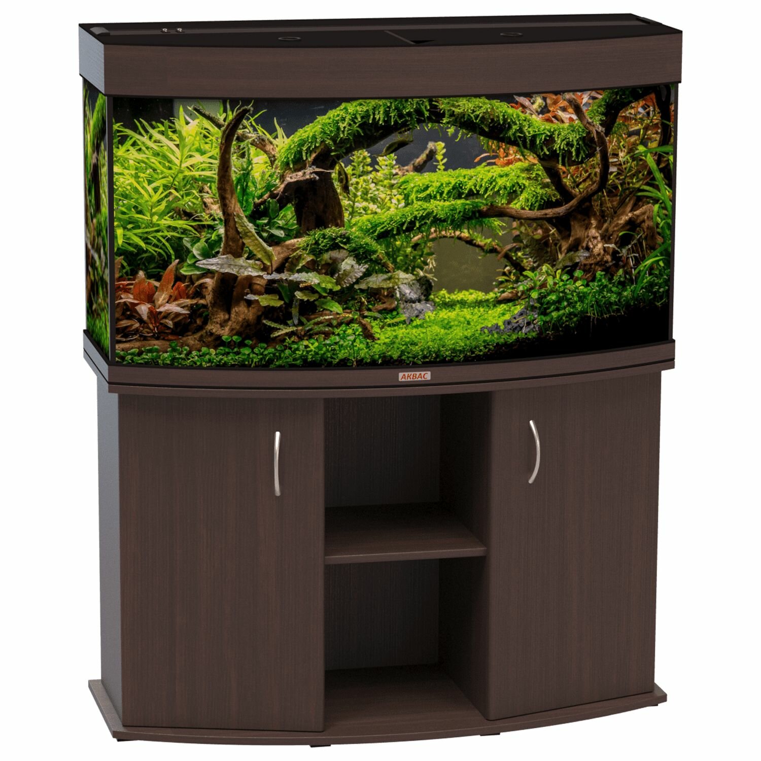 Аквариум панорамный 270 литров с освещением, крышкой и тумбой, (111*47*64 см) Аквас