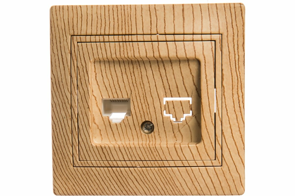 Intro 1-303-11 RJ45 информационная розетка IP20 СУ Plano сосна B0030089 для сетей