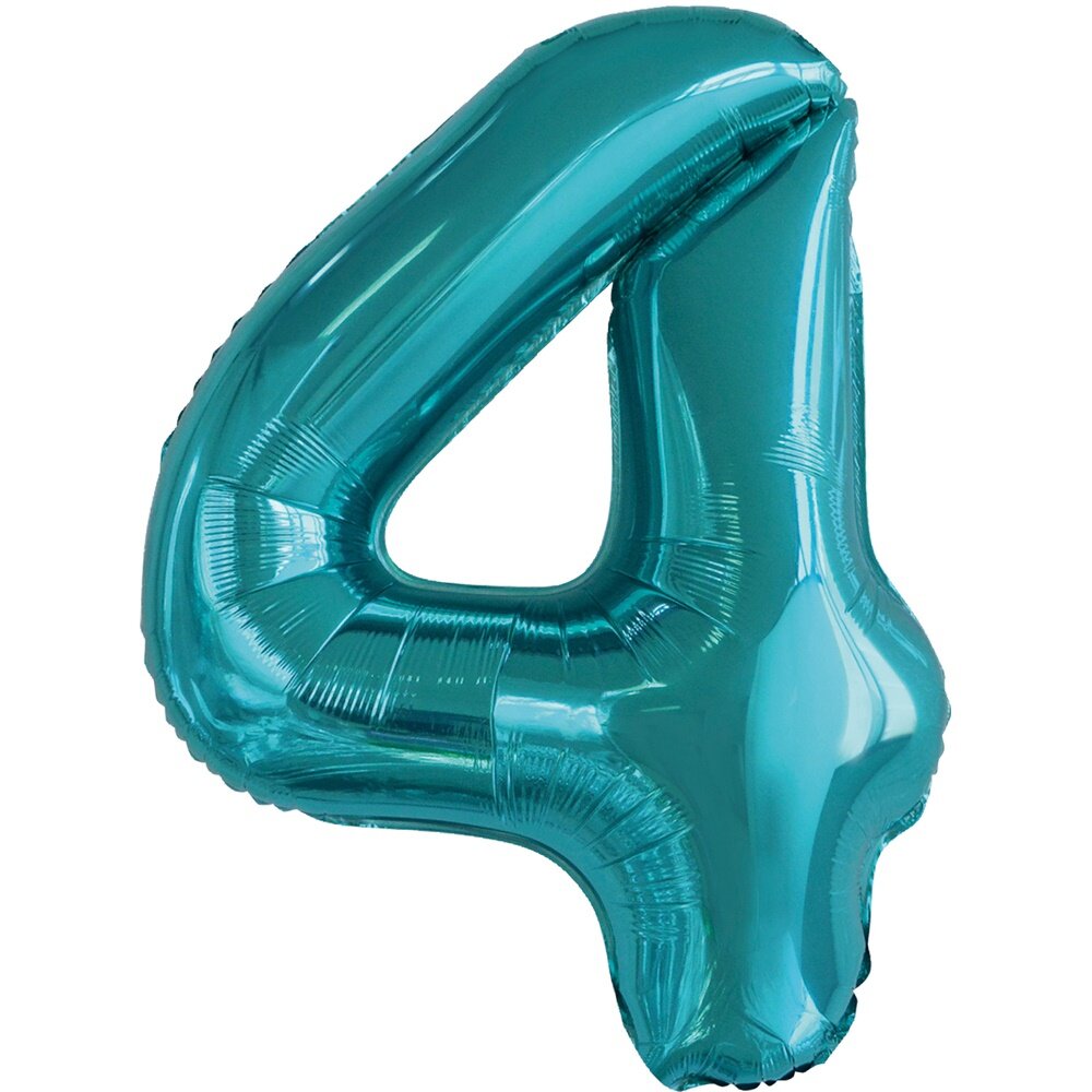 Фольгированный шар цифра четыре - 4 тиффани, 102 см (40 дюймов) с гелием