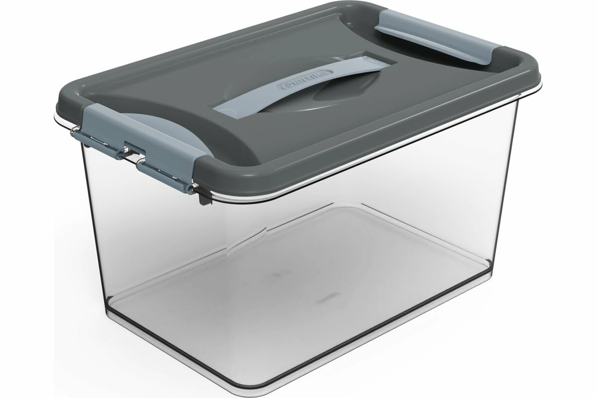 Контейнер Martika 10 л с защелками и ручкой, темно-серый клик С274ТСЕР