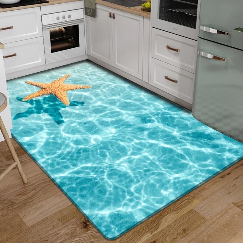3D коврики для пола пляжные волны Бирюзовый, 80x120cm 23x47 inch, 8