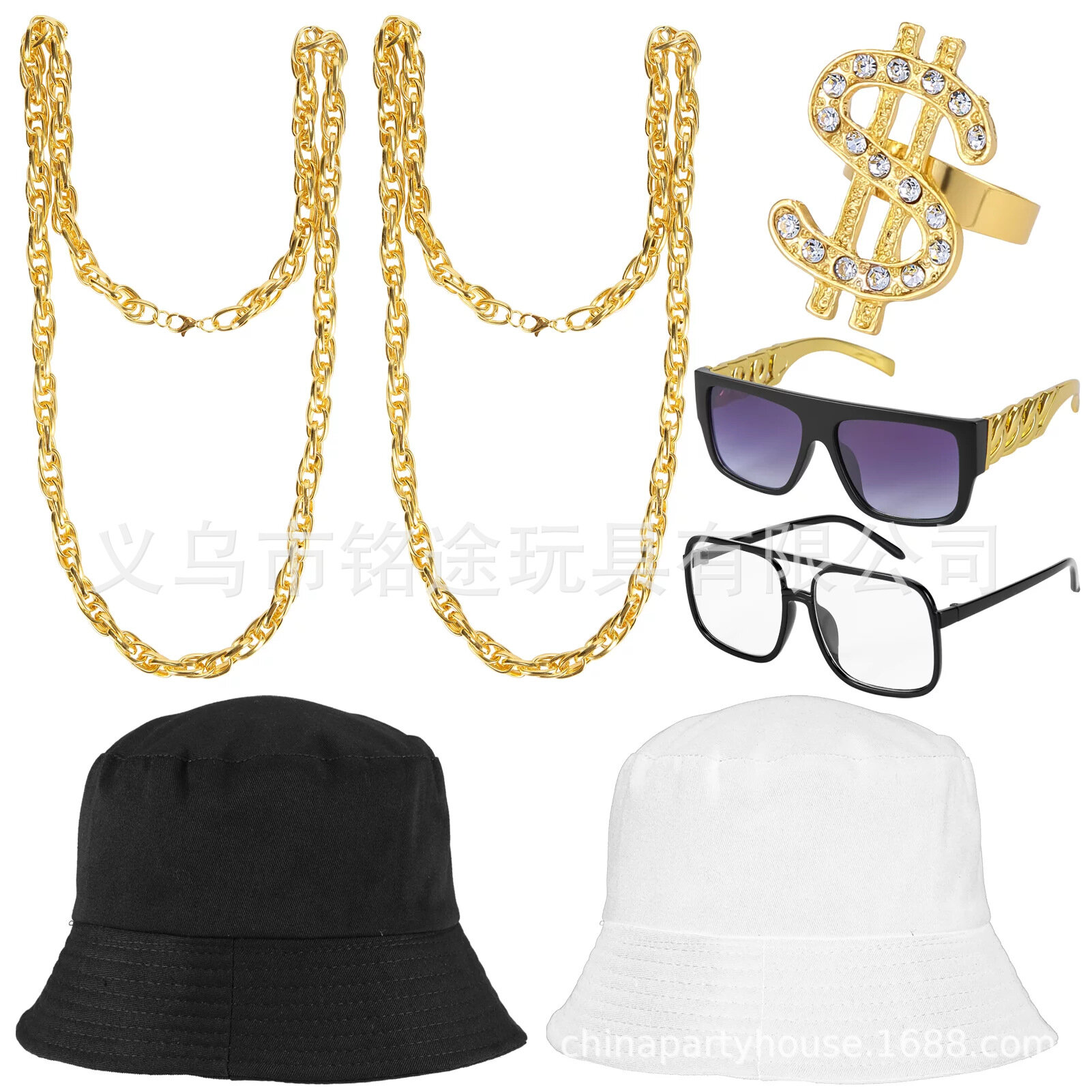 1970-е Диско-вечеринка Костюм Аксессуары Долларовые Купюры Очки Кольцо Ожерелье Эпохальные Вечеринки Реквизит