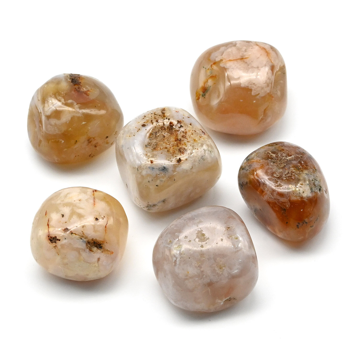 Агат "Сакура" галтовка фракция 15-25мм, упаковка 100г .