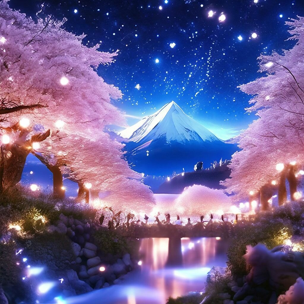 Картина по номерам масляными красками на подрамнике и подложке. Сакура. С люминофором