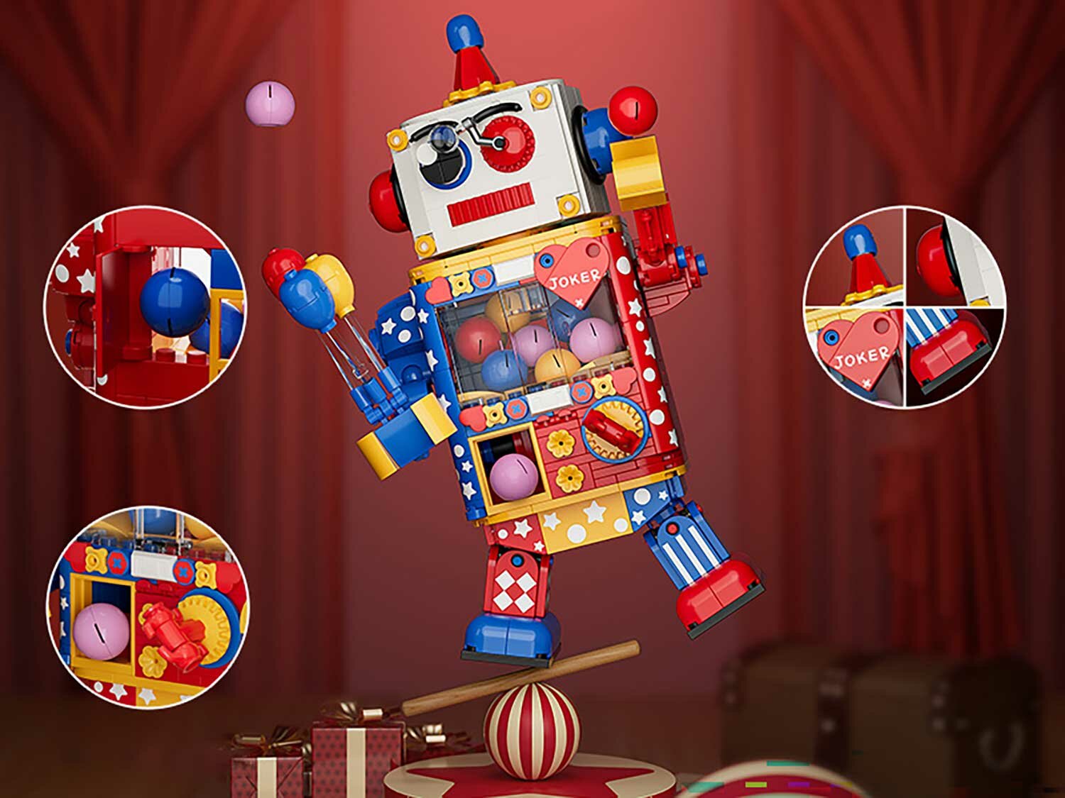 Конструктор 3Д JAKI Механический Клоун Джокер Автомат с сюрпризом, 638 деталей - JK8219
