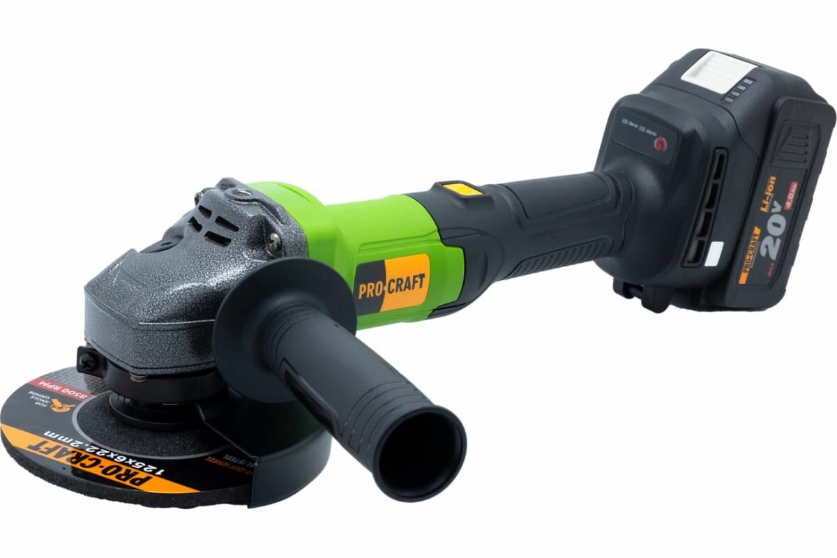 УШМ ProCraft PGA20, бесщеточный, 2 аккумулятора, кейс, зеленый