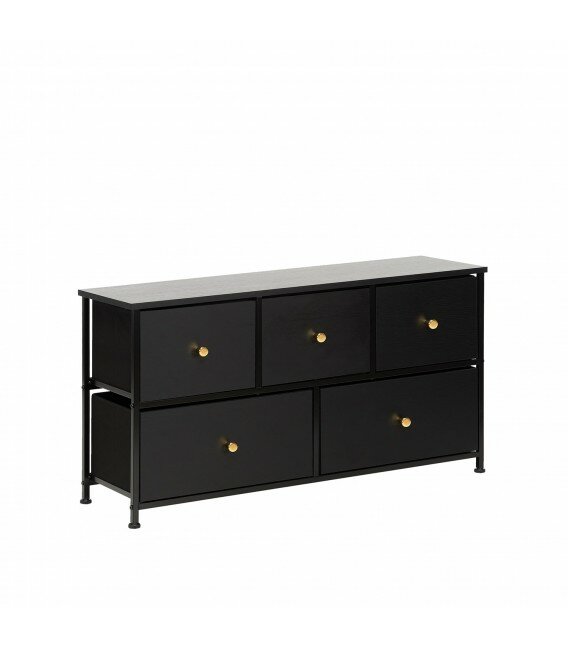 Комод Leset Линкс широкий 5 ящиков (МДФ) черный