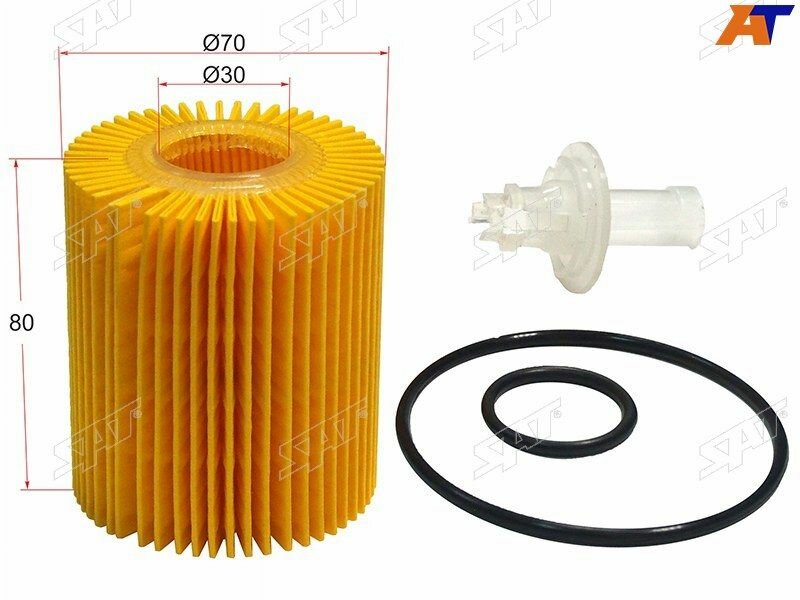 . SAT Фильтр масляный (картридж) для TOYOTA AVENSIS, AURIS, LEXUS LS460 1-2TRFE, 3-4GRFE 06-