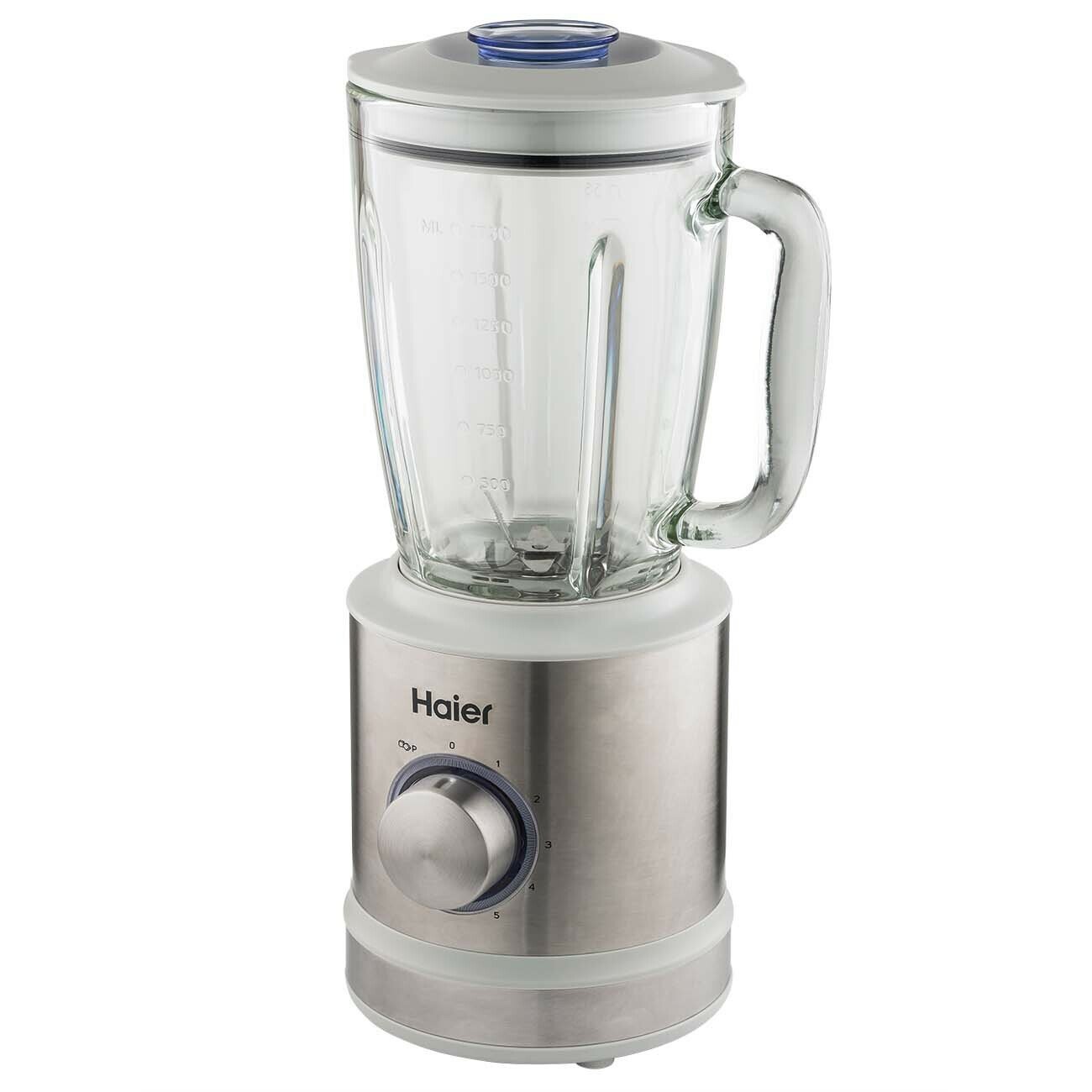 Блендер стационарный Haier HB-500, 1200Вт, стекло/пластик, серебристый