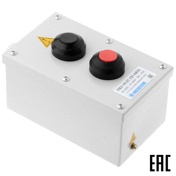 Пост кнопочный ПКУ 15-21.121-54 2 поста 10А IP54 1ВК черная 1ВК красная Электротехник