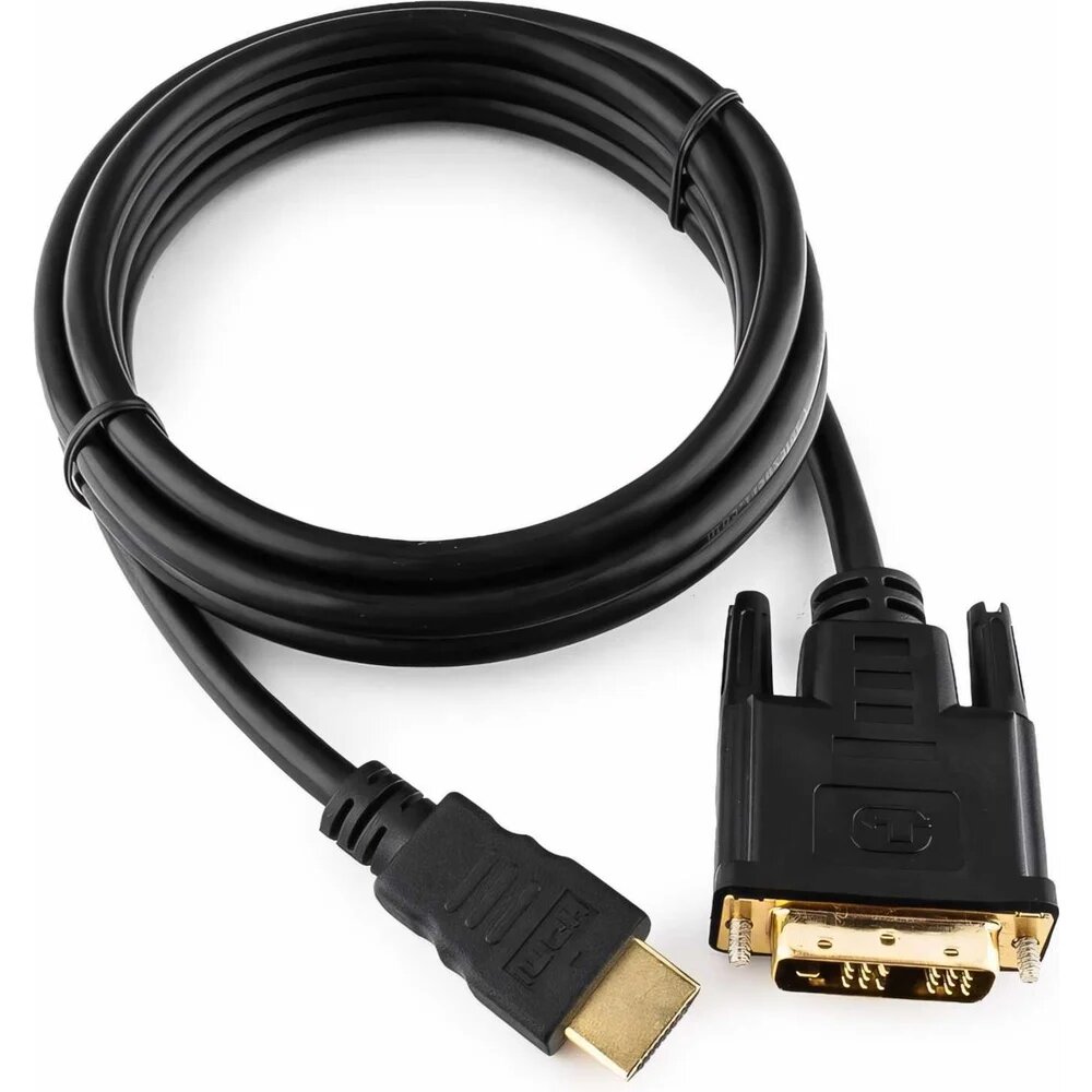 Кабель Cablexpert HDMI-DVI 19M/19M, 1.8м, single link, медь, позол. разъемы, экран, черный CC-HDMI-DVI-6, 1.8 м
