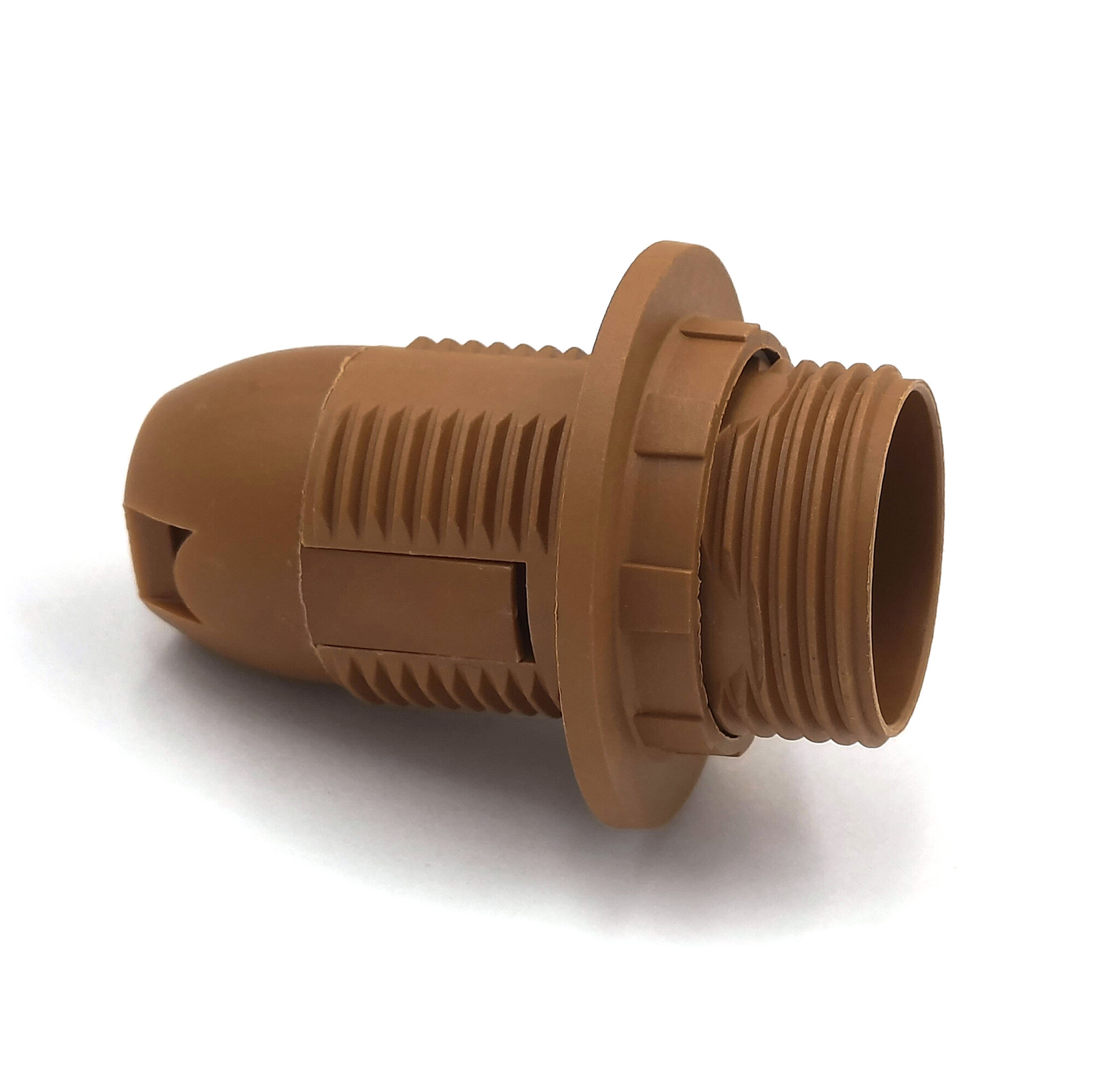 Патрон Е14, с кольцом, 10 штук в упаковке, цвет коричневый, прочный пластик