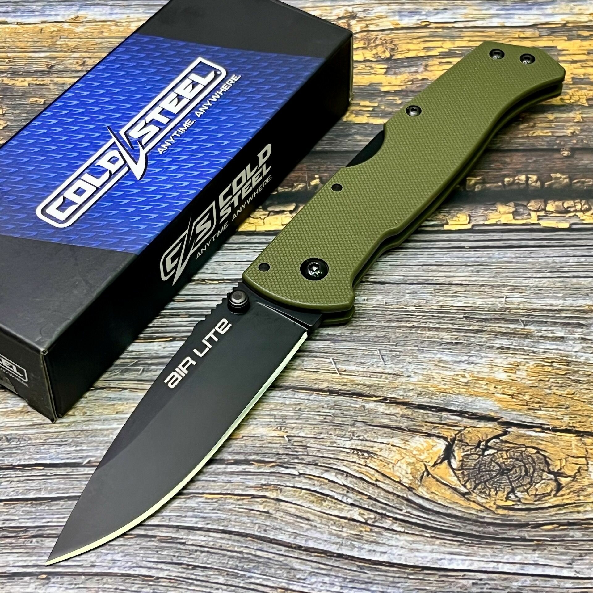Нож складной Cold Steel 26WDODBK Air Lite, Black Blade, OD Green Handle