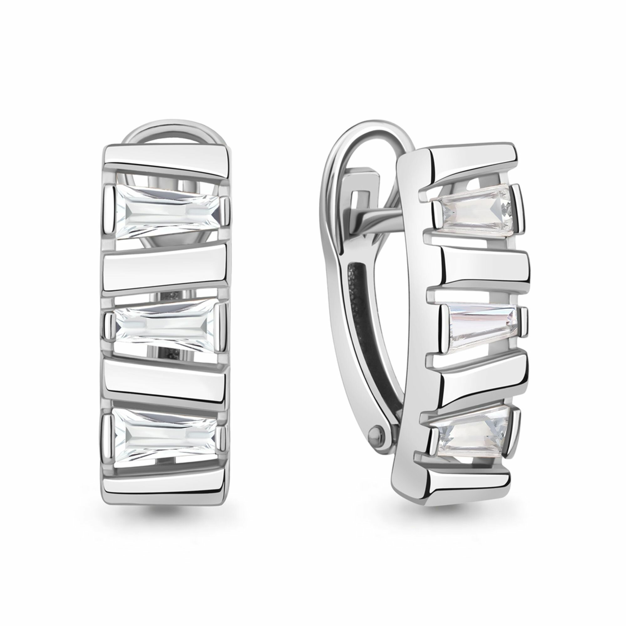 Серьги Diamant online, серебро, 925 проба, родирование, фианит