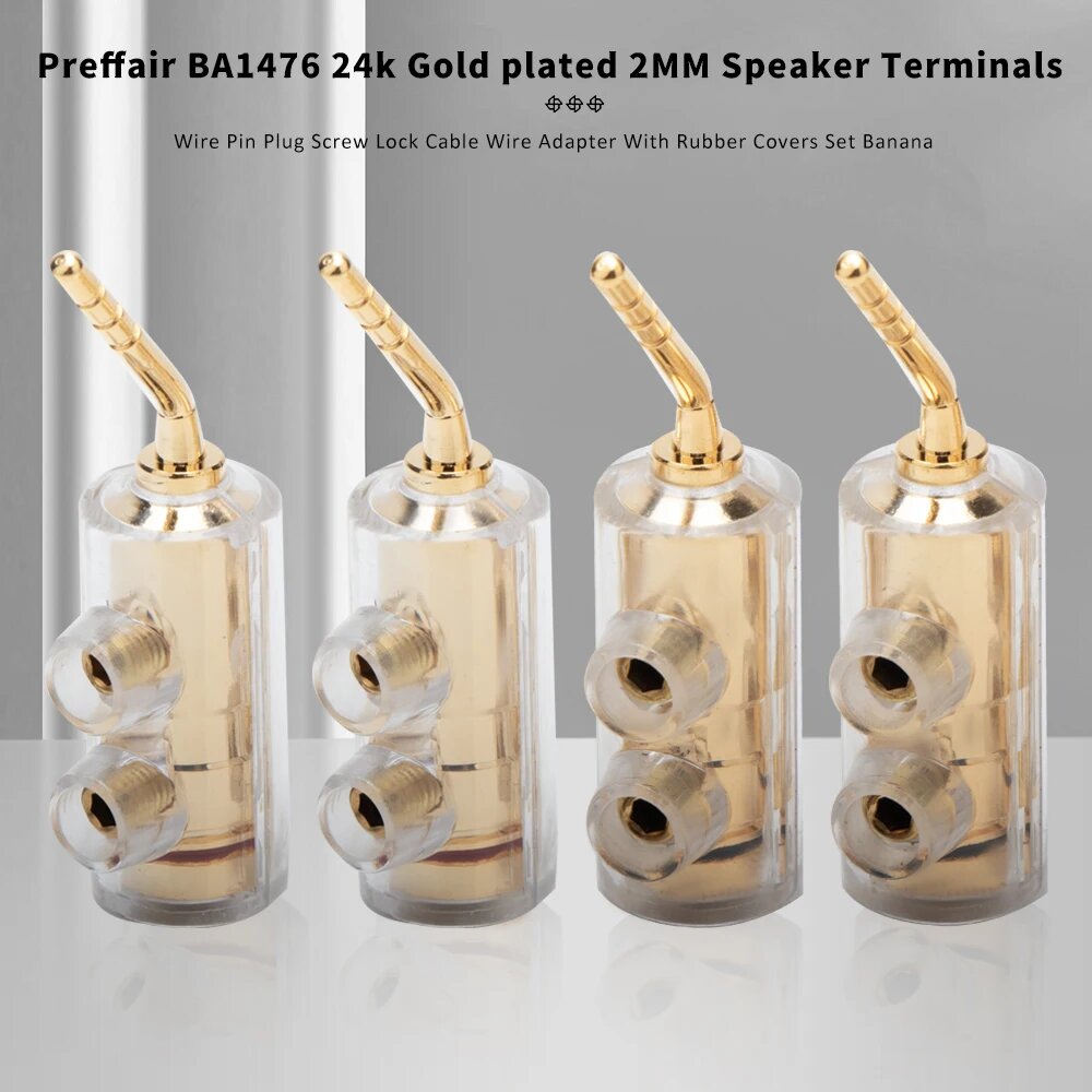 Preffair 4 шт. Банановые штекеры 2 мм золотое/родиевое покрытие BA1476G