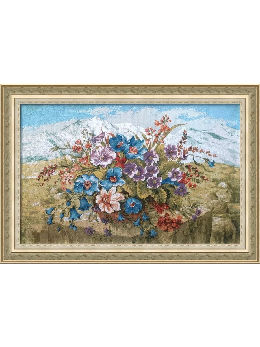 Гобелен в раме. Горный букет. 42х62 см, 822-091
