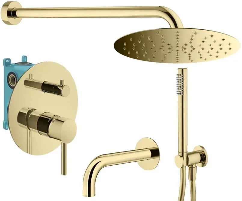 Душевой комплект Plumberia Selection IXO KITXO19OR60 250 мм, со смесителем, золотой