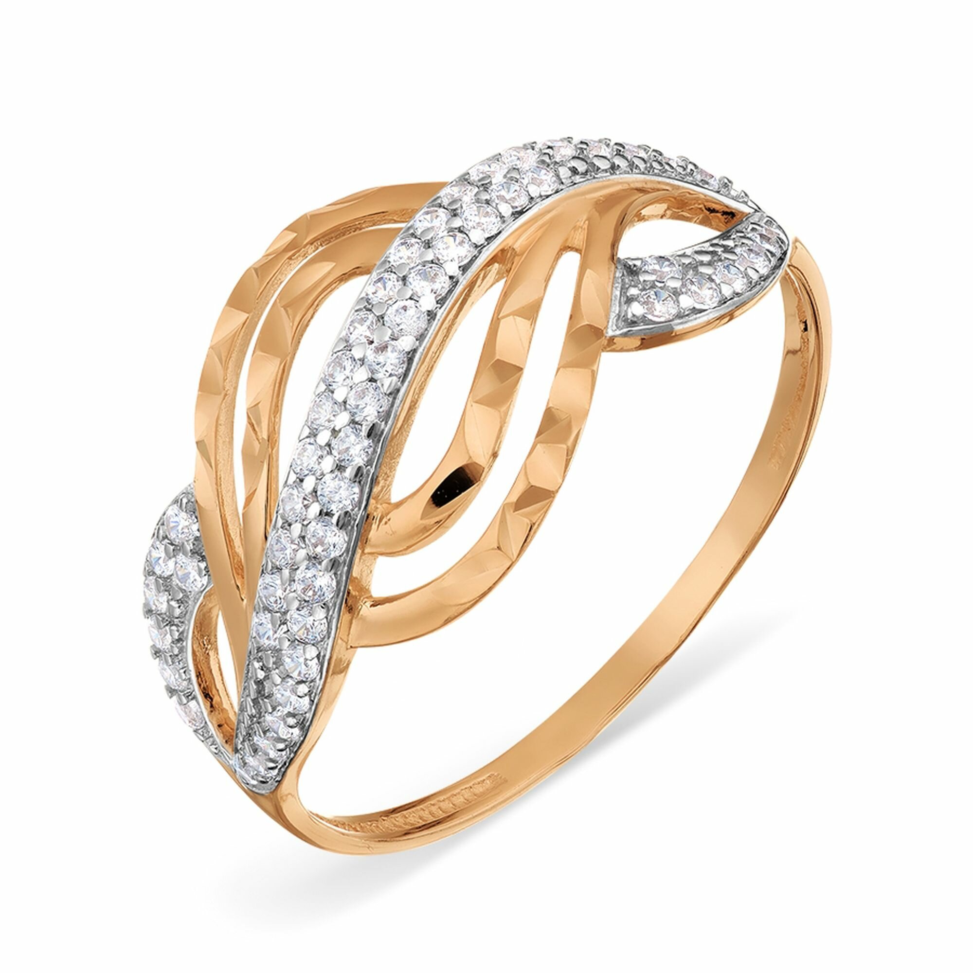 Кольцо, красное золото, 585 проба, фианит