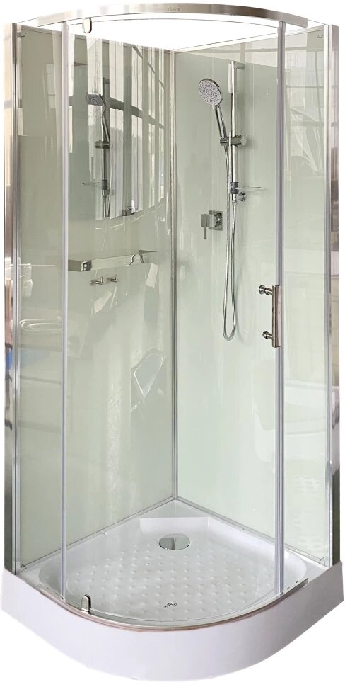 Душевая кабина Ceruttispa Korra90T 90x90x210 см, без крыши, низкий поддон, профиль хром, стекло прозрачное