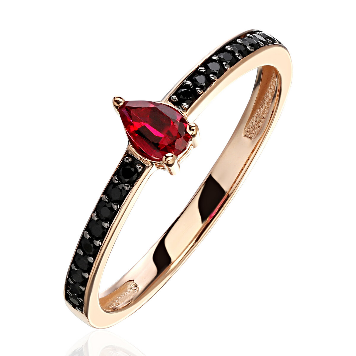 Кольцо, красное золото, 585 проба, рубин синтетический, шпинель