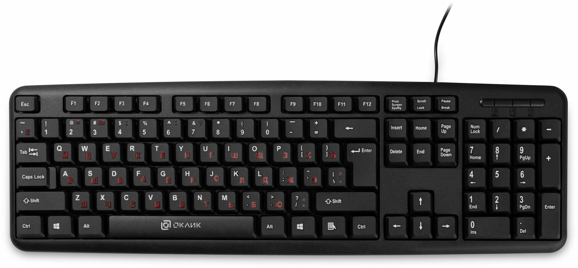 Клавиатура Oklick 90MV2, мембранная, для ПК, пластик, черная