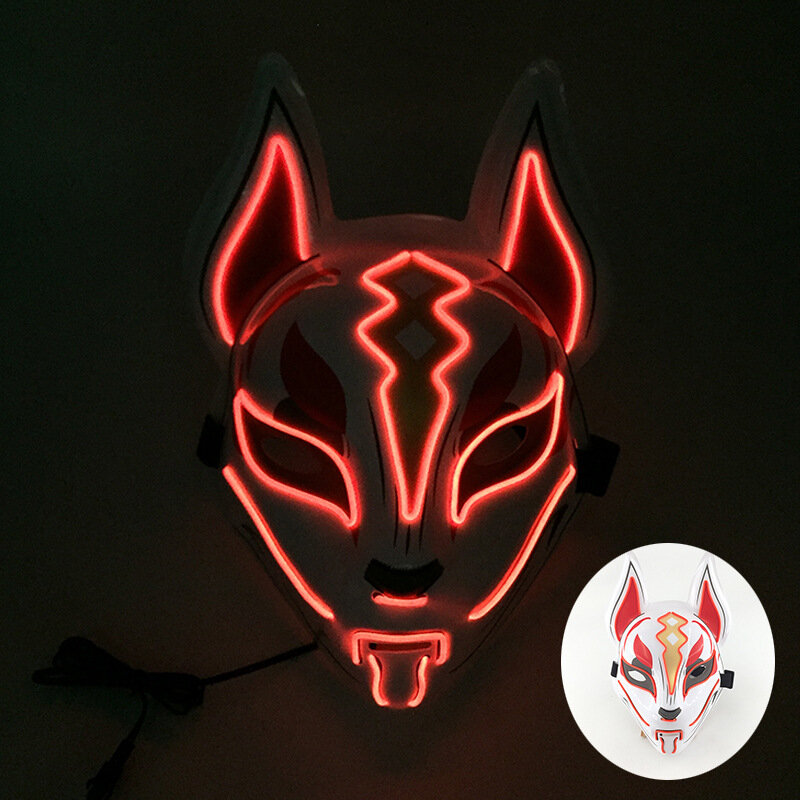 Маска Хэллоуина "Небесная лиса", светодиодная, монохромная, красная