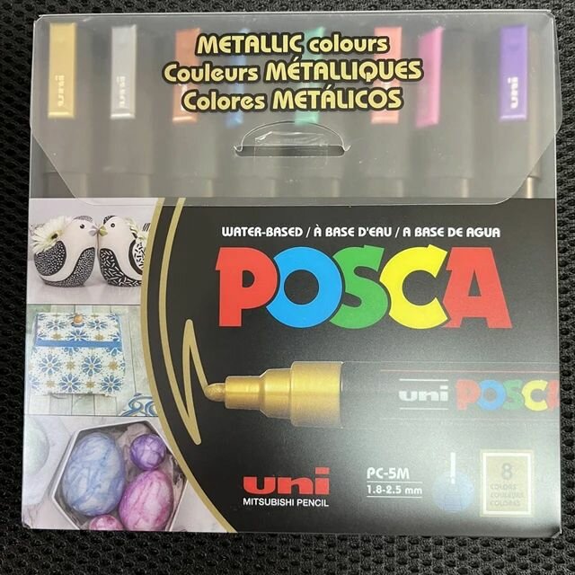 Японский акриловый маркер uni POSCA PC-5M, металлический 8-цветный набор, водостойкий и не выцветающий