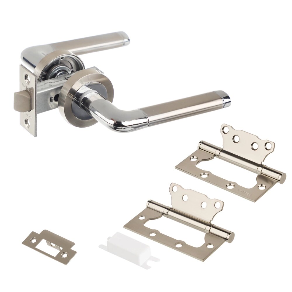 Комплект для межкомнатной двери без фиксации NEODECO Crocus EA круглая накладка хром/никель