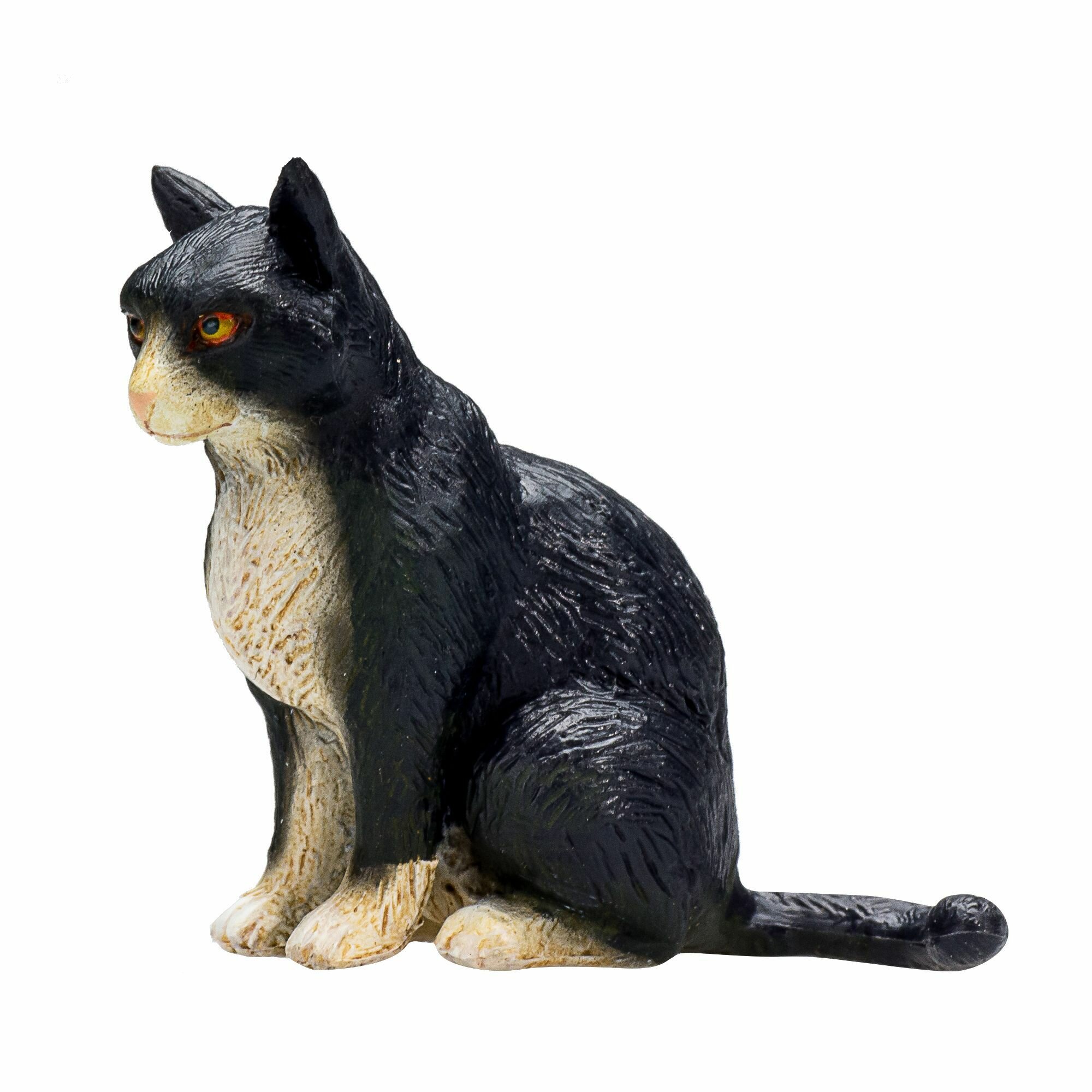 Коллекционная фигурка KONIK Кошка, чёрно-белая, сидящая