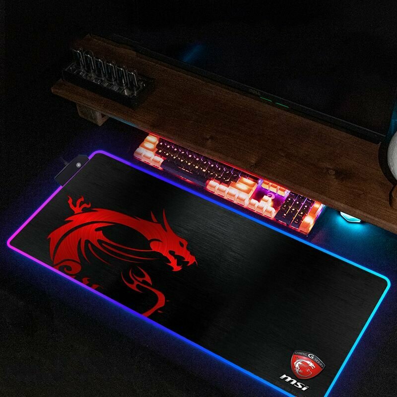 Коврик для мыши MSI Gaming RGB, 40 см x 90 см, нескользящий, с подсветкой, прошитые края